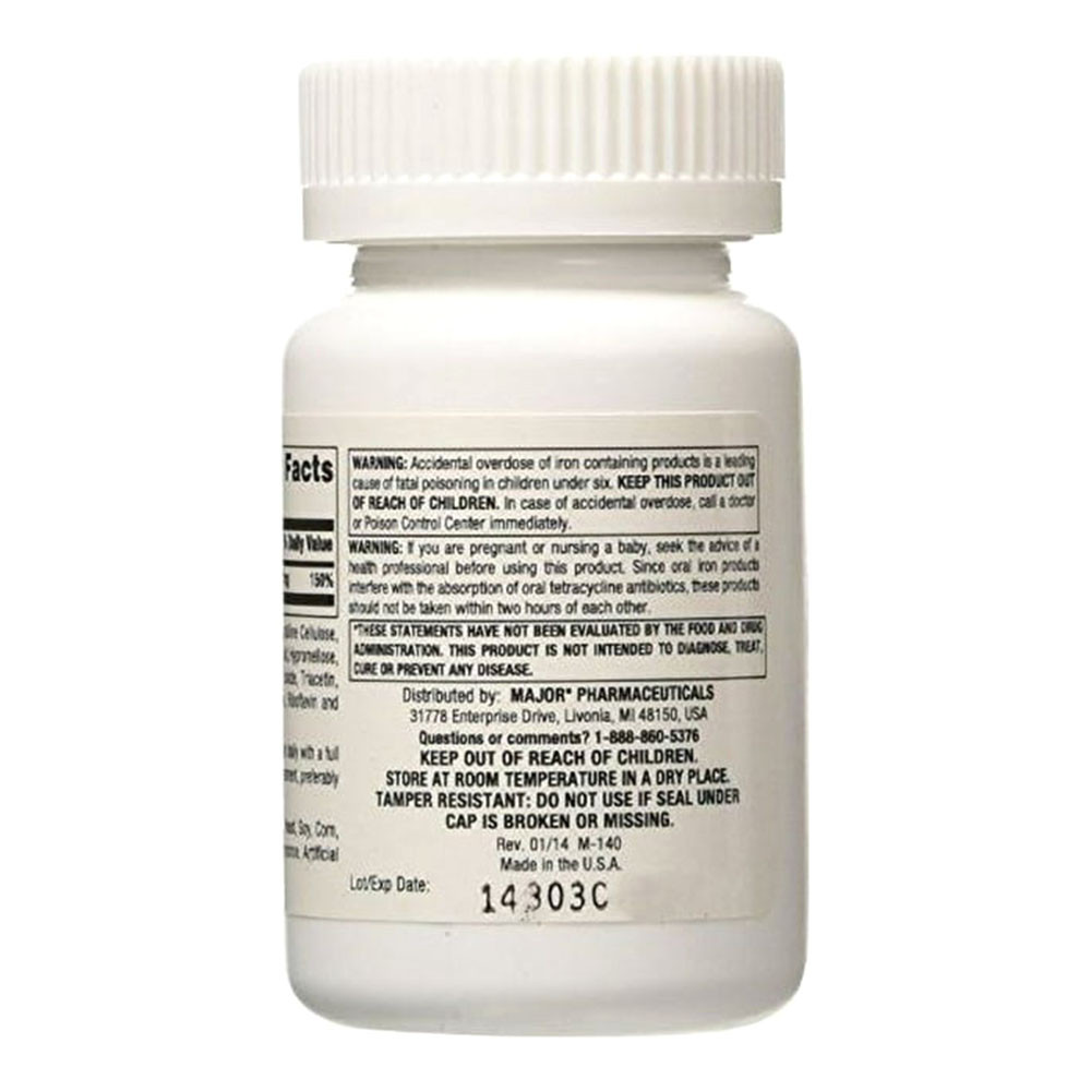 Major Ferate Elemental Iron Tablets, 27 Mg, 100 Ea