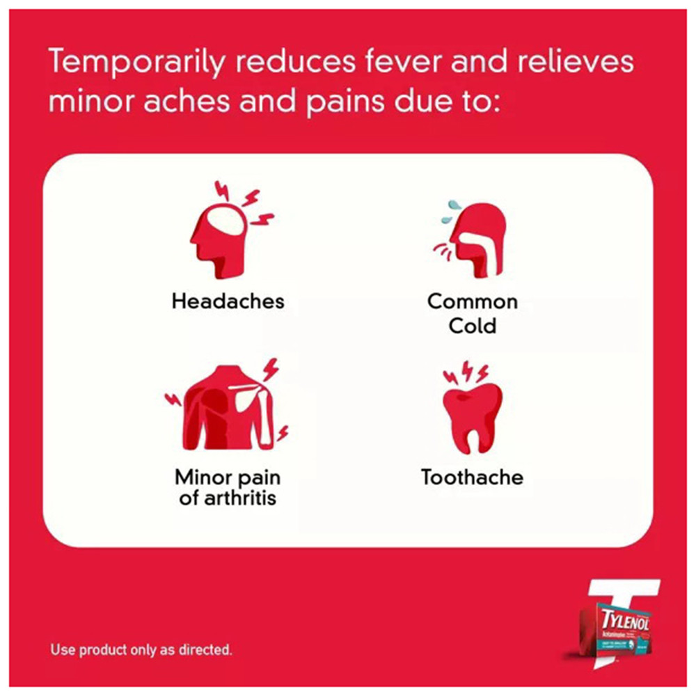 Tylenol Extra Strength Acetaminophen Pain Reliever Caplets, 200 Ea