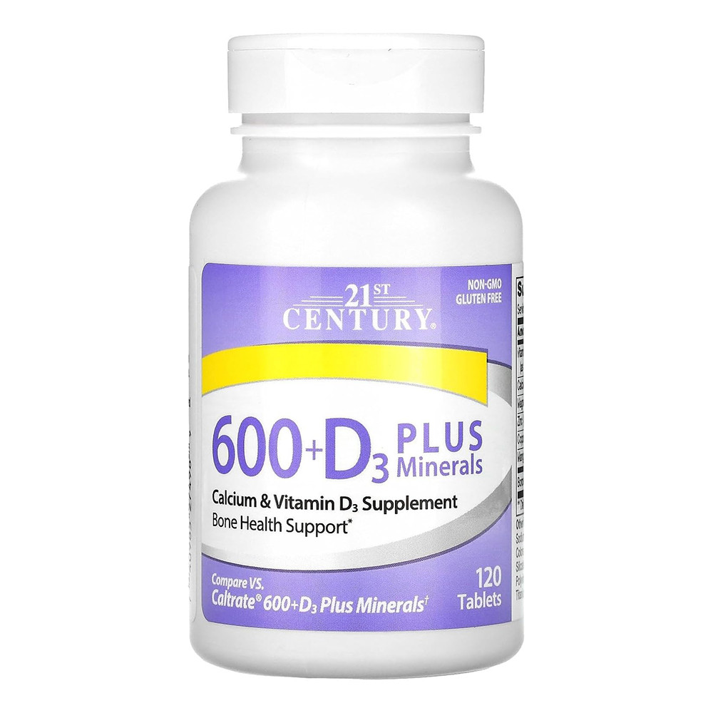 21st Century Calcium 600 Vitamin D3 Plus Minerals Supplement Tablets ...