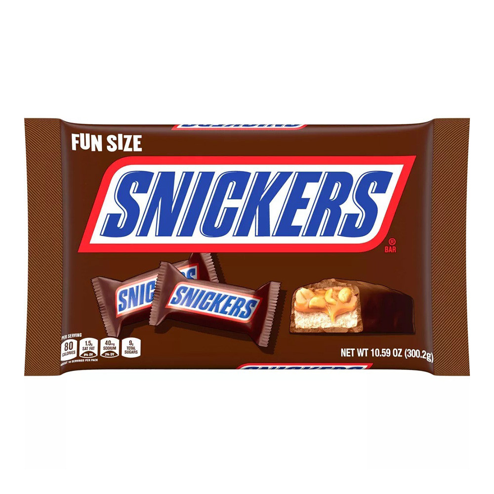 Mars Snickers Chocolate Candy Bars Fun Size for Lunchboxes and Treat ...