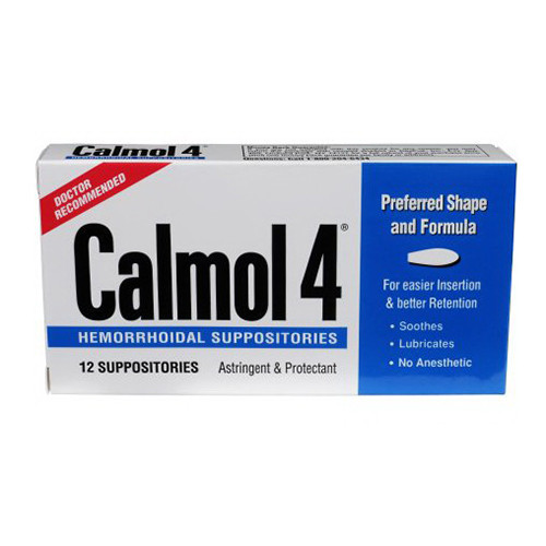 Calmol 4 Astringent and Protectant Hemorrhodial Suppositories, 12 Ea