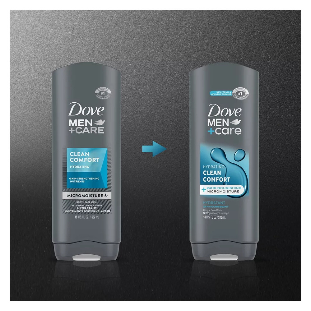 Dove Men Plus Care Hydrating Clean Comfort Face and Body Wash Leaves ...