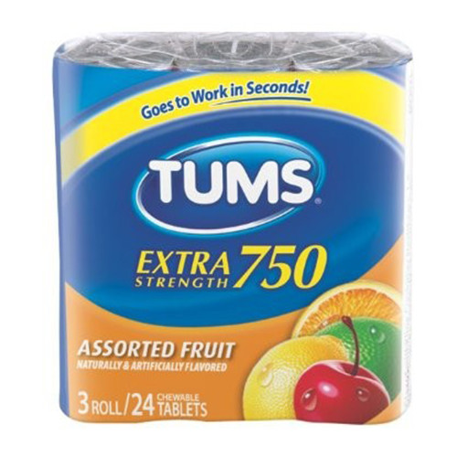 Tums Extra Strength Antacid Tablets, Assorted Flavors - 3 Rolls ...