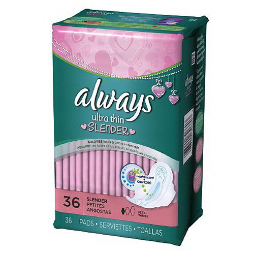 Always Slender Ultra Thin Maxi Pads With Flexi-Wings - 36 Pads, 6 Ea ...