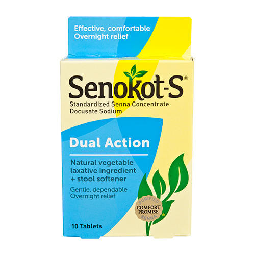 Senokot-S Natural Vegetable Laxative Plus Stool Softener Tablets, 10 Ea ...