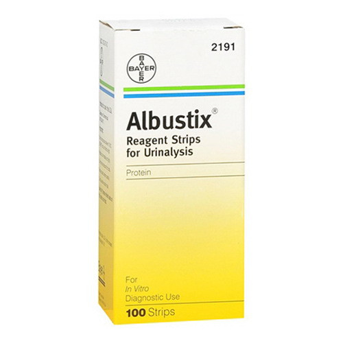 Albustix Reagent Strips For Urinalysis, Tests For Protein, 100 Ea