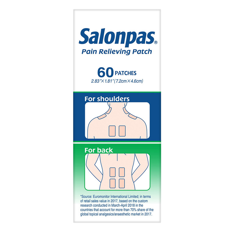 Salonpas Pain Relief Patches For relief of aches & pains 2.83 X 1.81 In ...