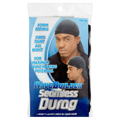 WaveBuilder Seamless Du-Rag Black For Stylish Hair Wave Pattern, 1 Ea ...