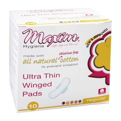 Maxim Natural Daytime Ultra Thin Winged Pads, Unscented - 10 Ea ...
