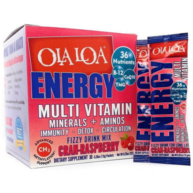 Ola Loa Energy Multi Vitamin Effervescent Drink Mix, Cran-Raspberry ...