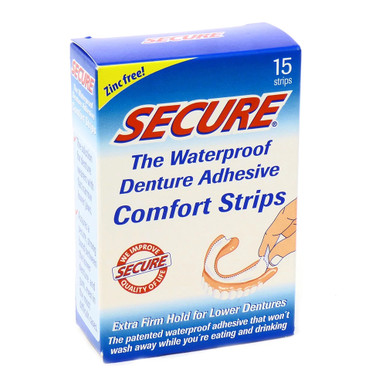 Secure Denture Adhesive Comfort Strips - 15 Ea