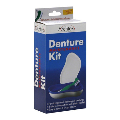 Archtek Denture Maintenance Kit with Brush White for Storage and ...