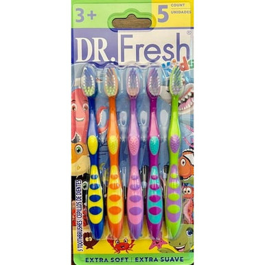 Dr Fresh Kids Toothbrushes Extra Soft Compact Head and Soft Rubber ...
