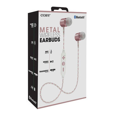 Coby Metal Wireless Earbuds, Rose Gold, 1 Ea