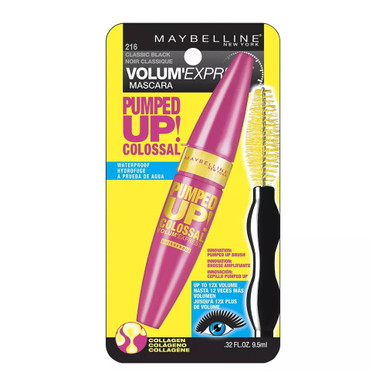 Maybelline Volum Express Pumped Up Colossal Waterproof Mascara, Classic ...