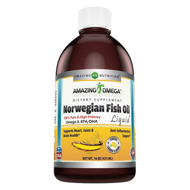 Amazing Omega Norwegian Liquid Fish Oil Lemon Flavor Heart Support 16Oz ...