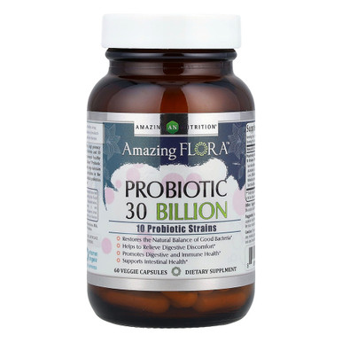 Amazing Flora Probiotic 10 Strains 30 Billion CFU Capsules Gut Health ...