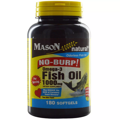 Mason Natural Fish Oil 1000 Mg Omega-3 No Burp Softgels - 180 Ea ...