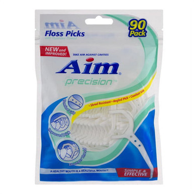Aim Floss Tooth Picks Waxed Nylon Thread for Cleaning Between Teeth and ...