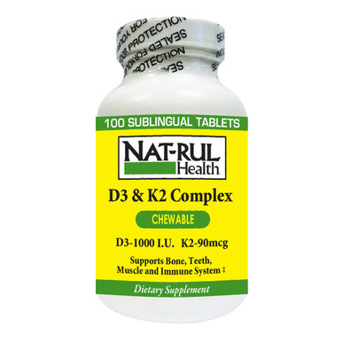 Nat Rul Health D3 and K2 Complex Chewable Tablets, 100 Ea