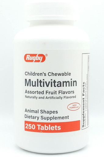 Rugby Childrens Chewable Multivitamin Tablets, Fruit Flavored Tablets ...