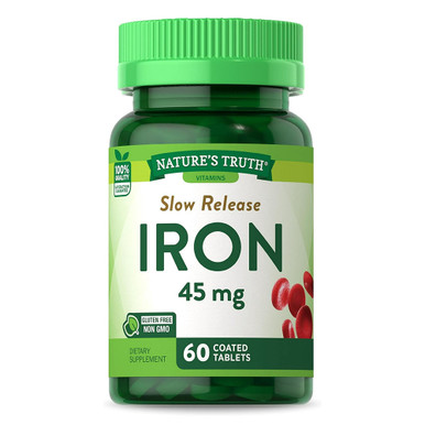 Natures Truth Iron 45 Mg Slow Release Coated Tablets, 60 Ea