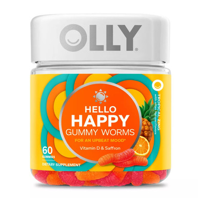 Olly Hello Happy Gummy Worms With Vitamin D Saffron Chewable Supplement ...