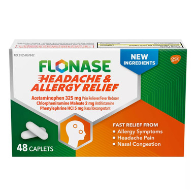 Flonase Acetaminophen Headache and Allergy Relief Caplets 48Ea