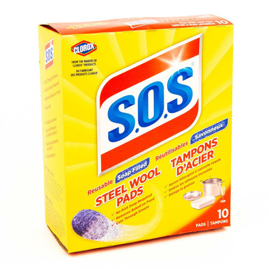 SOS Steel Wool Soap Filled Reusable Pads, 10 Ea