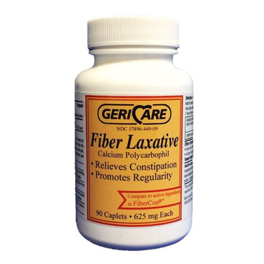 Geri Care Fiber Laxative 625mg Relieves Constipation Caplets 90Ea
