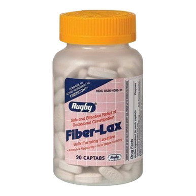 Rugby Fiber-Lax Polycarbo Calcium Polycarbophil Tablets, White, 90 Ea