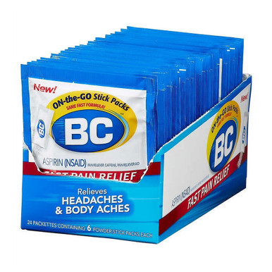 BC Aspirin Powders, Aspirin Fast Pain Relief Powders, 6 Pieces, 24 Ea