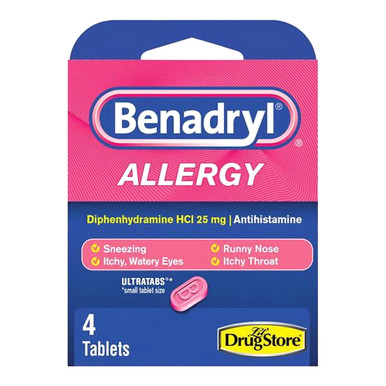 Benadryl Allergy Relief Tablets, 4 Count, 6 Pack