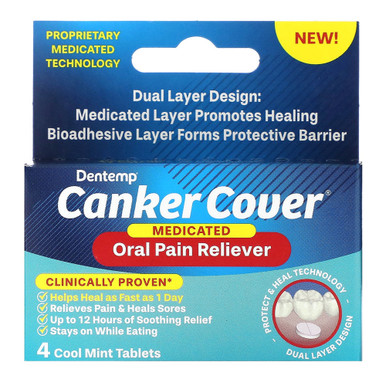 Dentemp Canker Cover, Medicated Oral Pain Reliever, Cool Mint, 4 Ea