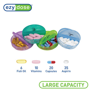 Ezy Dose Weekly Pill Organizer AM/PM Pop Out Compartments for ...