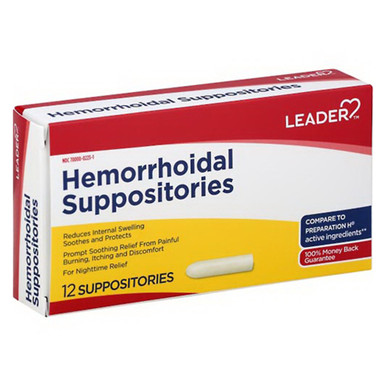 Leader Hemorrhoidal Suppositories, 12 Ea