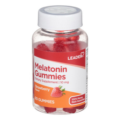 Leader Melatonin Gummies 10 Mg, Strawberry Flavor, 60 Ea