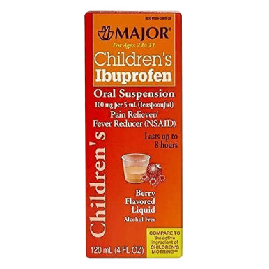 Major Kids Ibuprofen Oral Suspension Reduces Pain and Fever, Berry, 4 Oz
