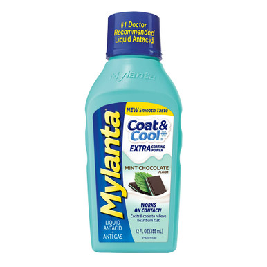 Mylanta Coat and Cool Liquid Antacid and Antigas for Heartburn and Gas ...