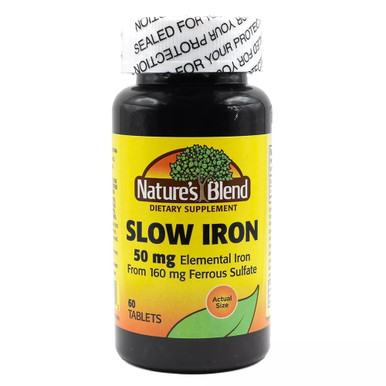 Natures Blend Slow Iron 50 Mg Elemental Iron from 160 Mg Ferrous ...