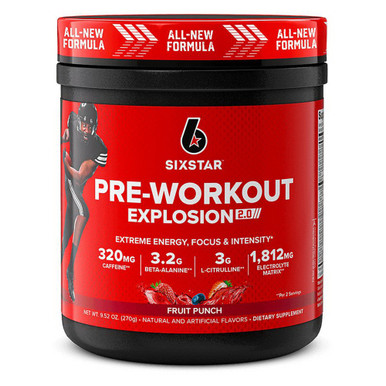 Six Star Pre Workout Powder Explosion 2.0, Fruit Punch Flavor, 9.52 Oz