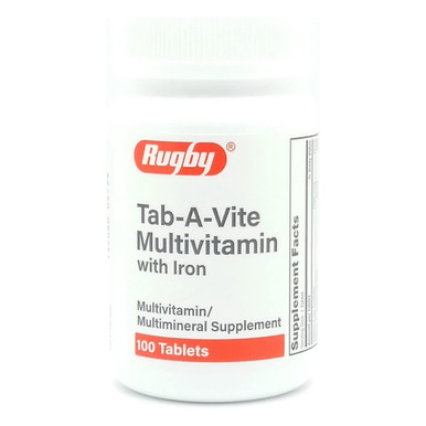 Rugby Tab A Vite Multivitamin with Iron Tablets, 100 Ea
