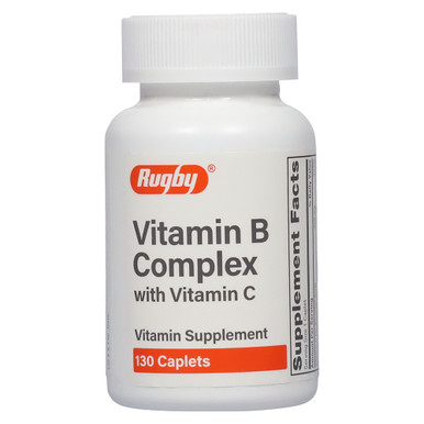 Rugby Vitamin B Complex with Vitamin C Vitamin Supplement Caplets, 130 Ea