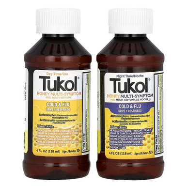 Tukol Daytime Honey Multisymptom Cold and Flu Relief Syrup, 2 Ea, 4 Oz
