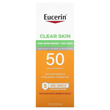Eucerin Oil Control SPF 50 Sunscreen Lotion for Face, 2.5 Oz