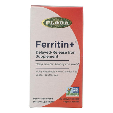 Flora Ferritin+ Delayed Release Iron Supplement Vegan Capsules 30 Ea