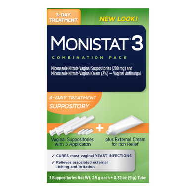 Monistat 3 Day Treatment Combination Pack Vaginal Suppositories with 3 ...