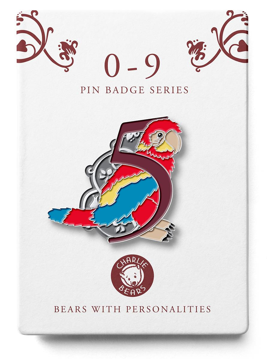 Collectible Number Pin Badge 5 featuring 'Mimic' | Charlie Bears, UK