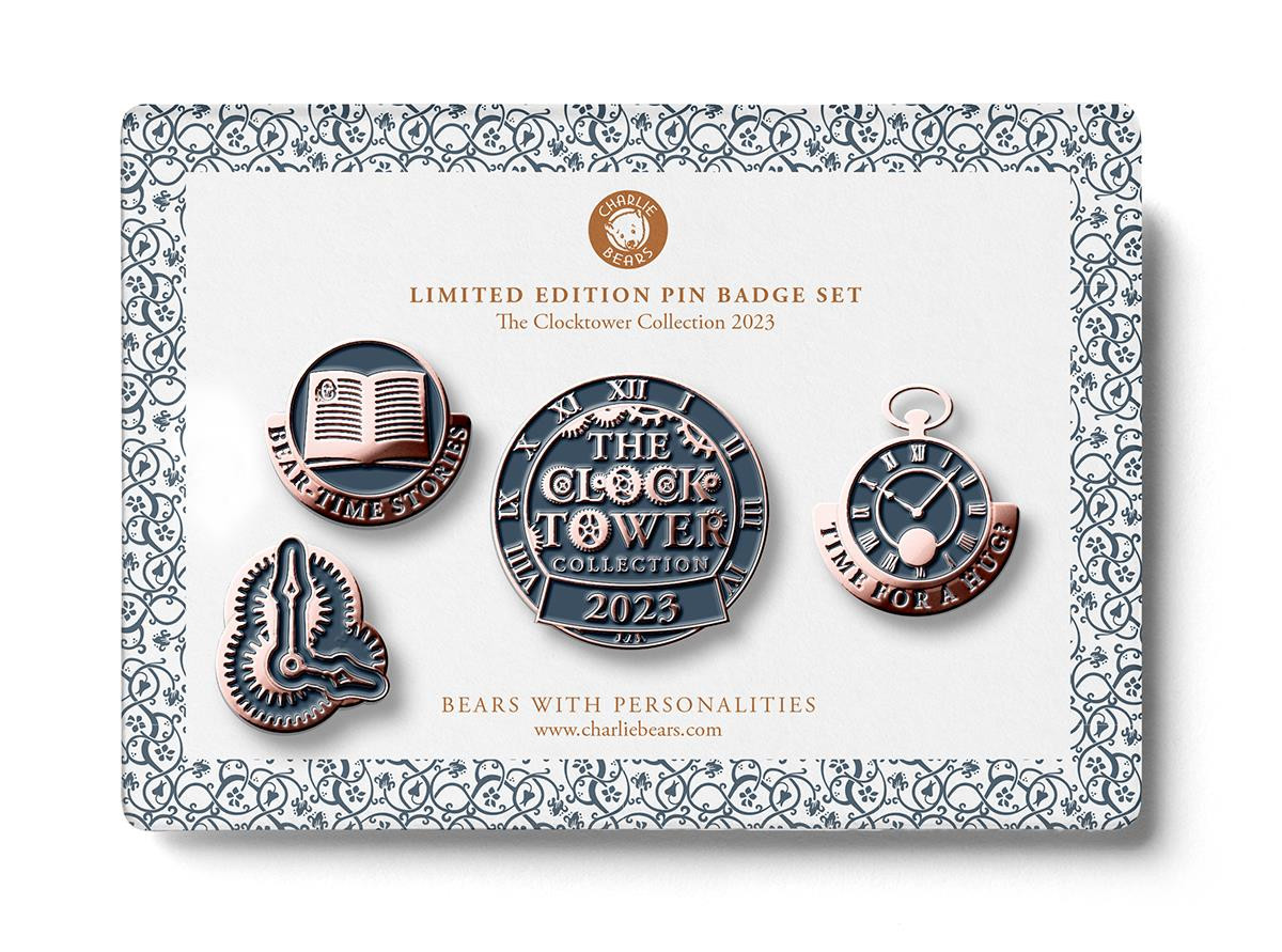 Buy Limited Edition Clock Tower Collection Pin Badge Set | Charlie Bears UK