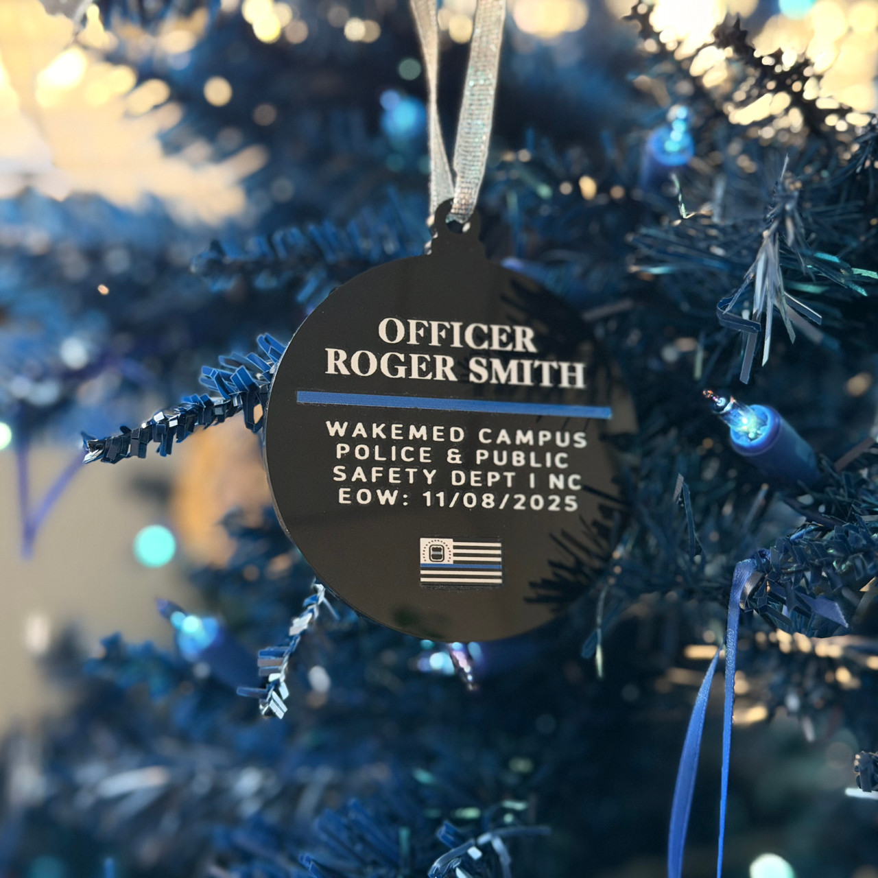 Personalized Blue Line Memorial Ornament - ODMP Store